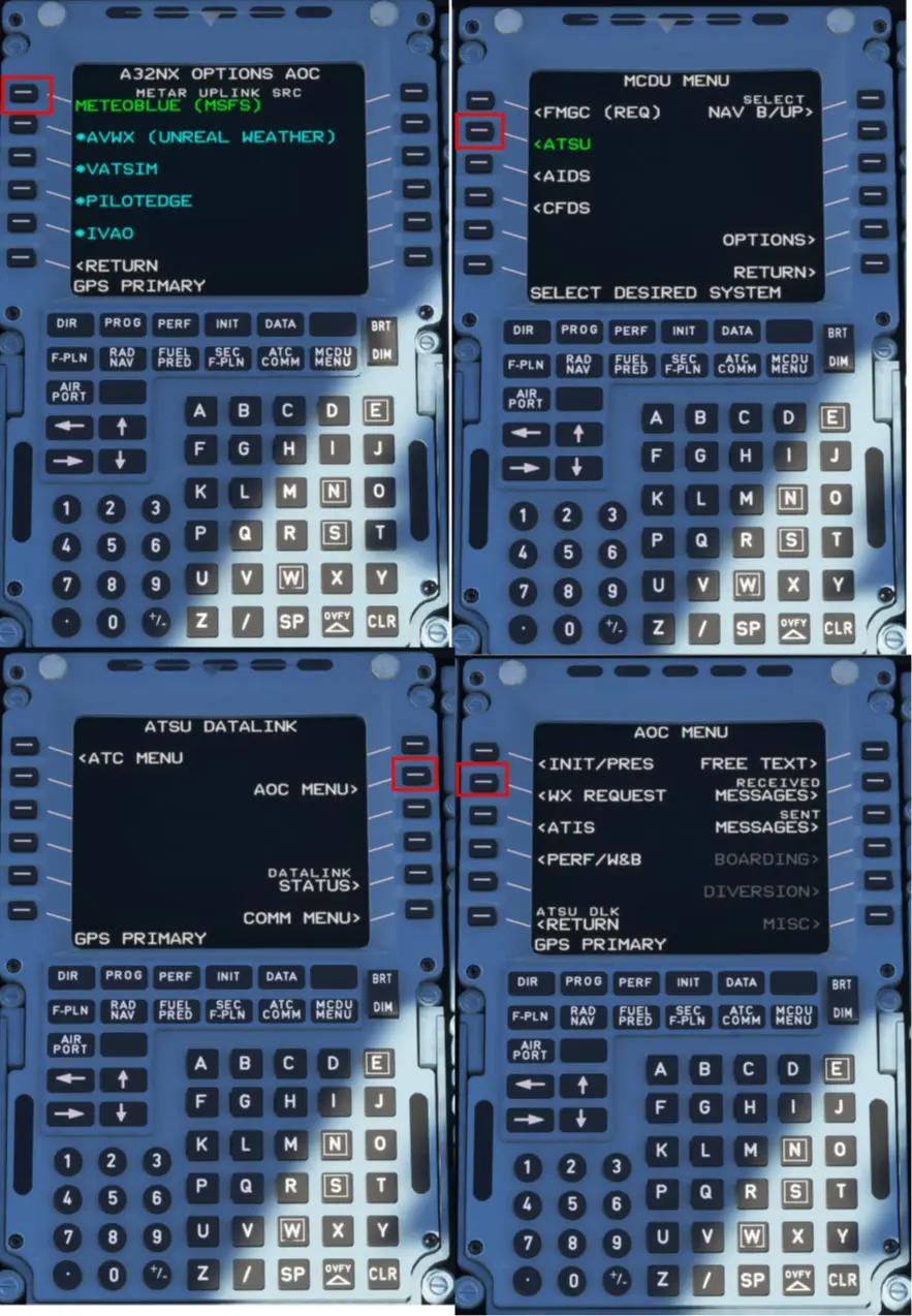 Simvol | Tutoriels FS2020 | La météo dans le FMS (MCDU) de l'A320